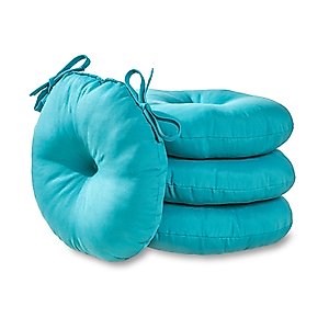 Greendale Home Fashions 15-inch Outdoor Round Bistro Seat Cushion, 4 Count (Pack of 1), Arctic