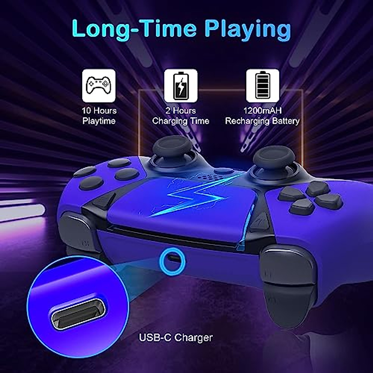 YU33 Ymir Scuf Wireless Controller Works with Modded PS4 Controller, Elite Control Remote Fits Playstation 4 Controller, Joystick/Controles de Pa4 with Mapping/Turbo/1200 mAh Battery, Purple