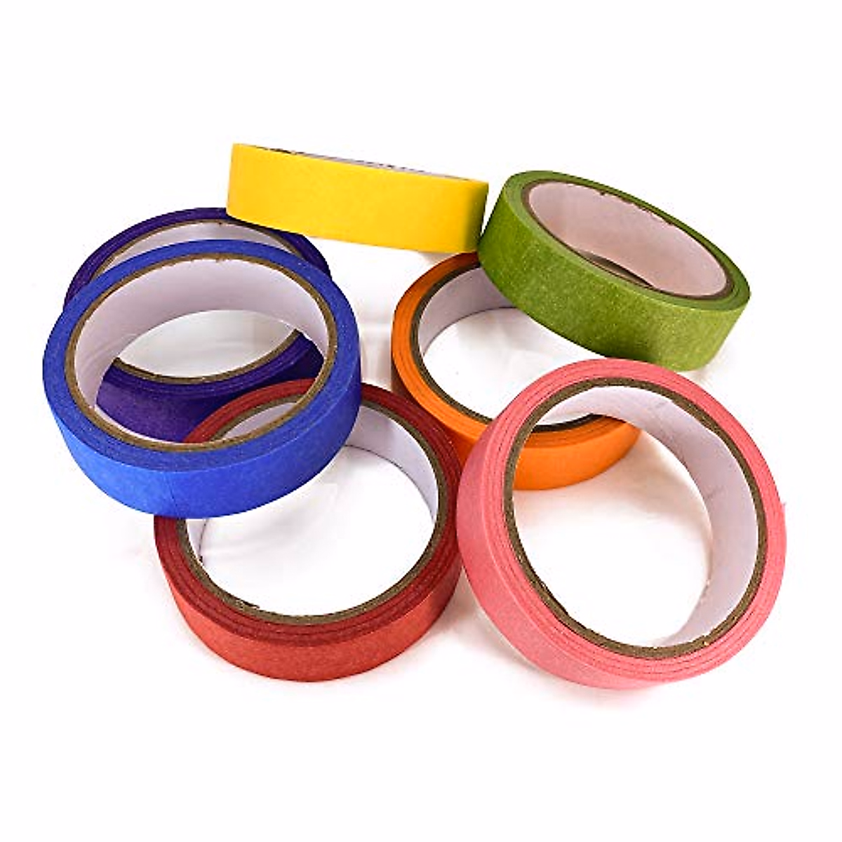 TradeGear Colored Masking Tape 7 Pk – 1 Inch x 15 Yards (45 Ft) - Rainbow Color Craft Paper Tape – Perfect for Art, Labeling, Color Code, Classrooms, Painters, Kids, Home, Office, DIY