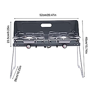 Gas Camping Stove, 20,000 BTU Portable 2 Burner Stovetop, Stainless Steel Gas Cooker with Foldable Floor Stand for Camping and Outdoor Paito RV Cooking