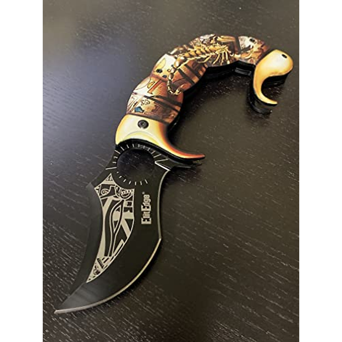 9" Elitedge Scorpion Assisted Opening Pocket Knife Stainless Steel Handle Blade