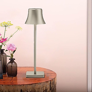 Cordless Table Lamp, Rechargeable Battery 5000mAh Metal Aluminum Housing USB LED Portable Powered Desk Lamp , 2 Levels Brightness Night Light for Restaurants Bars Garden Patio Bedroom Outdoor (Copper)