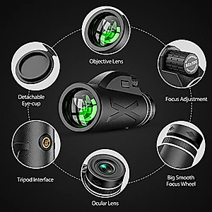 80X100 Monocular Telescope - with Smartphone Stand & Tripod, High Power Monocular HD Bifocal Scope Portable Waterproof & Anti-Fog, BAK4 Prism for Animal Bird Watching Hunting Camping Tourist Scenery