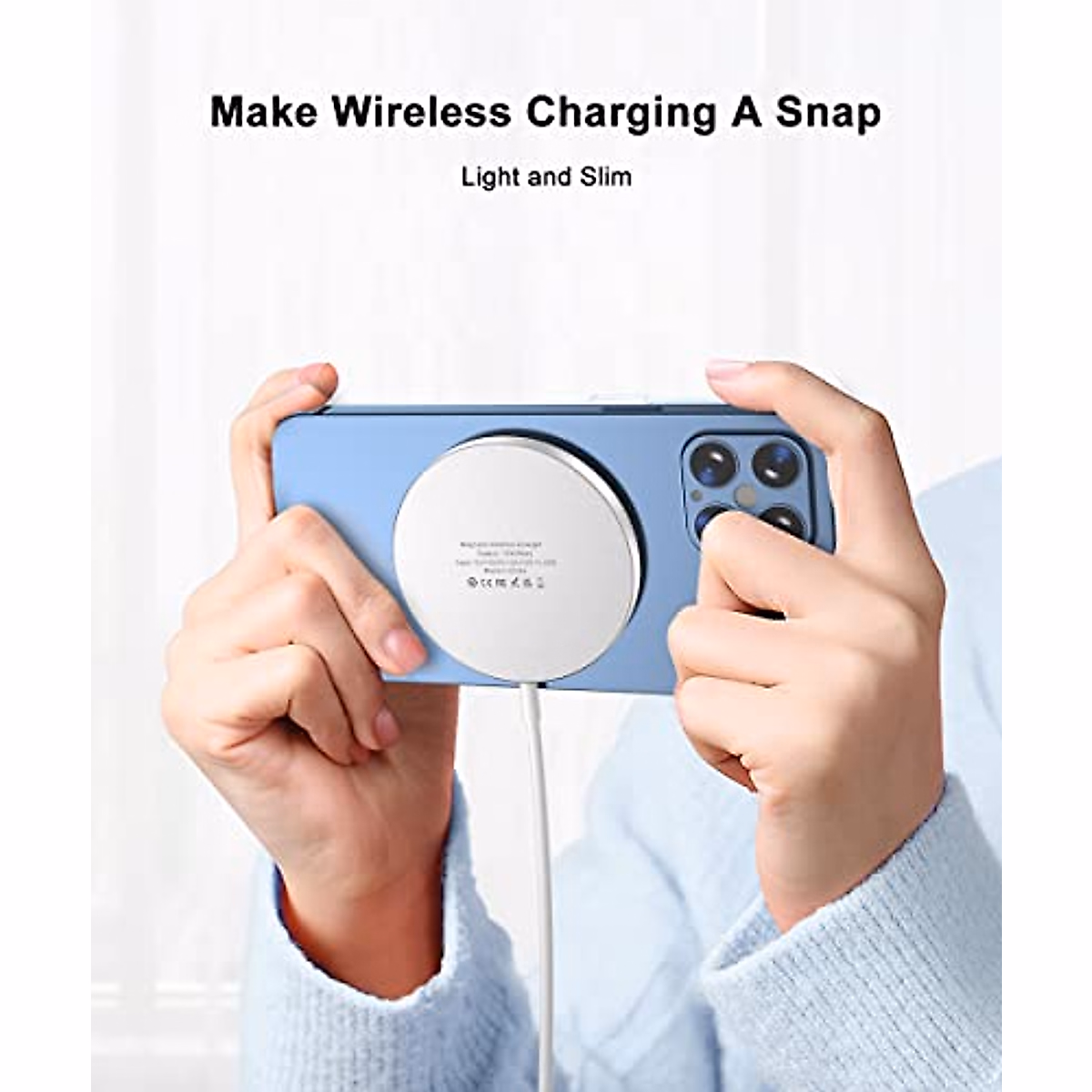 Basesailor Magnetic Wireless Charger with USB C Adapter,Portable Travel Cordless Qi Fast Charging Pad for MagSafe,iPhone 13 12 11 14 Pro Max Mini,SE XR XS,AirPods,Samsung Galaxy S23 S22 Z Fold Flip