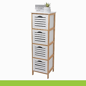 Prosumers Choice Wooden Bathroom Cabinet Storage 4 drawers for Toiletries & Accessories - Bathroom Floor Cabinet, Side Storage Organizer, Free-Standing Cabinet for Bathroom/Hallway/Living Room, White