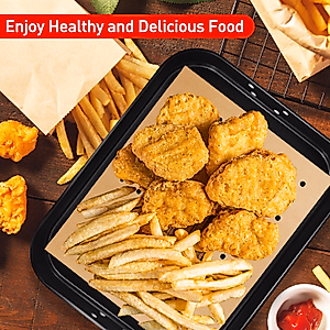 Air Fryer Liners Disposable, Parchment Paper for Baking, 100 Pcs 11 x 9 inch Unbleached Parchment Paper Sheets, Perforated Rectangular Baking Papers, HOFHTD Nonstick Air Fryer Accessories