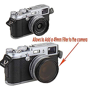 JJC LH-JX100 BLACK Metal Lens Hood/ 49mm Filter Adapter Ring for Fujifilm X70 X100 X100S X100T X100F X100V, Fuji X100S, Fuji X100F, Fuji X100V Lense Hood Shade, Fujifilm LH-X100 Lens Hood Replacement