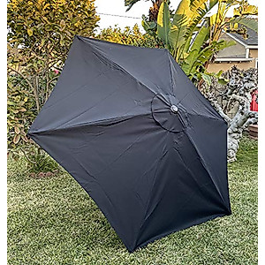 BELLRINO Replacement * BLACK * Umbrella Canopy for 9 ft 6 Ribs (Canopy Only) (BLACK-96)