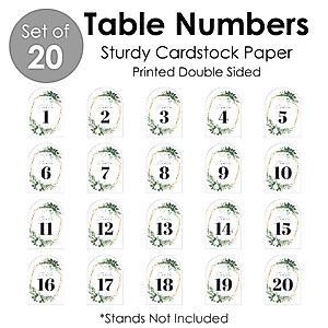 Big Dot of Happiness Boho Botanical Bride - Greenery Bridal Shower and Wedding Party Double-Sided 5 x 7 inches Cards - Table Numbers - 1-20