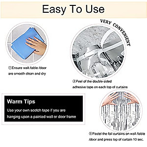 3Packs 3.2ft x 8.2ft Silver Foil Fringe Curtain, Silver Streamer Backdrop, Silver Tinsel Curtains for Bachelorette Engagement Bridal Shower Wedding Birthday Party Decorations