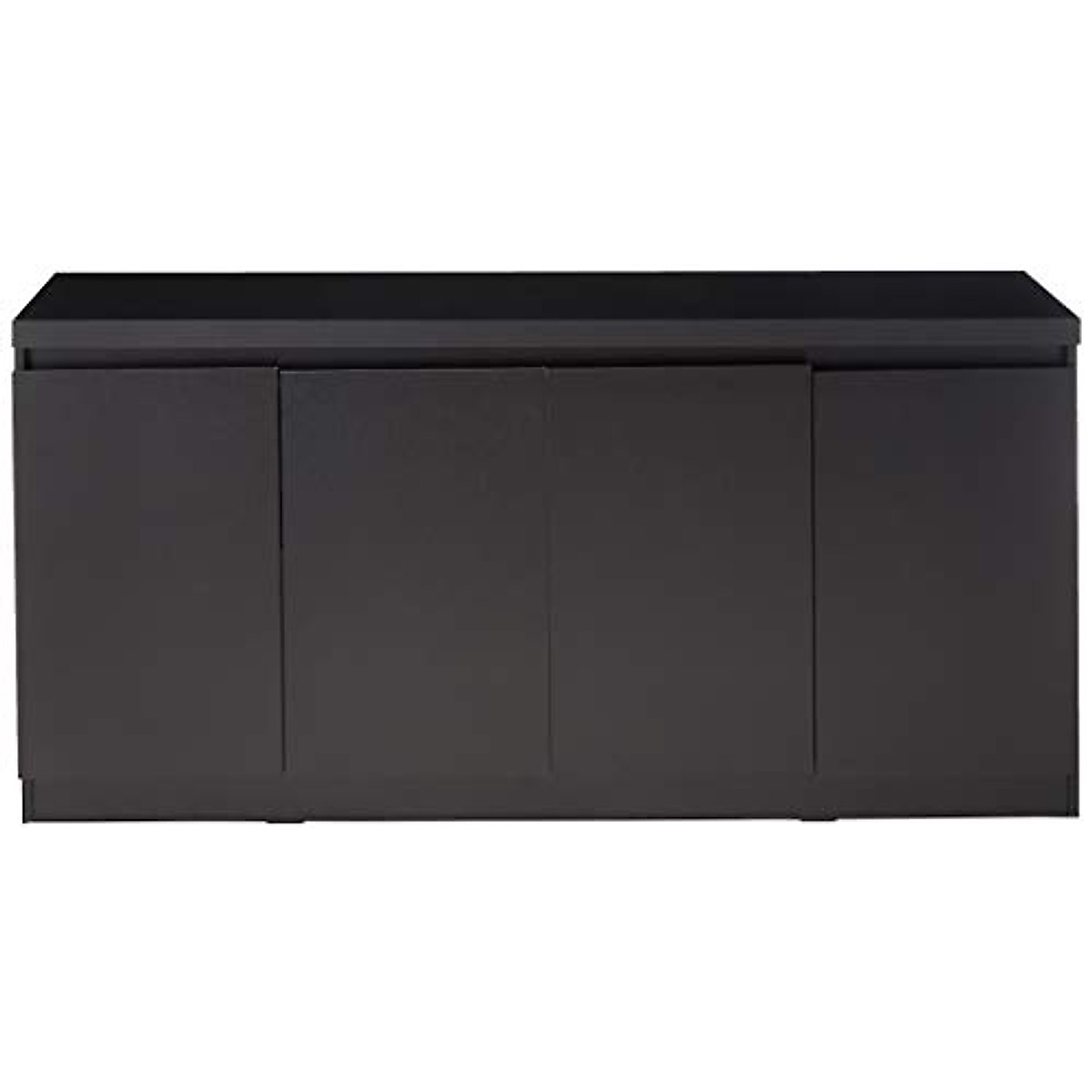 Manhattan Comfort Viennese Collection Mirrored Buffet Cabinet/Dining Console with Compartment Shelves, 62.99" Inches, Black Matte