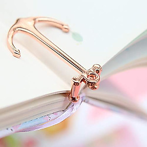Exquisite Rose Gold Anchor Bookmarks Metal Bookmark Book Page Holder with Gift Box for School Office Students Teachers Graduation Christmas Birthday Gifts