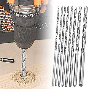 Saipe 8pcs 200mm Twist Drill Bit Set Extra Long HSS Twist Bits Round Straight Shank Tool Sets Wood Working Tool for Wood Plastic and Aluminum (4-10mm)