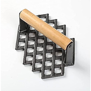 HAWOK Cast Iron Pre-Seasoned Grill Press with Wood Handle set of 2…