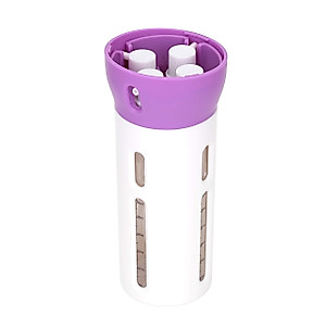 Travigo 4-in-1 Travel Dispenser Bottle, TSA Approved,Includes Four Empty Reusable 1.4 oz. (40 mL) Cosmetic Toiletry Containers for Sanitizer, Soap, Lotions, Skincare, Makeup Products (Purple)