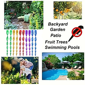 12-Inch Bird Repellent Reflective Scare Rods - Ornamental Spinner Deterrent Control Device - Keeps Woodpeckers and Birds Away - Bonus Replacement String Included -