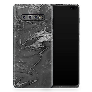 DesignSkinz Black & Silver Marble Swirl V7 Protective Vinyl Decal Wrap Skin Cover Compatible with The Samsung Galaxy S20 (Screen Trim & Back Glass Skin)