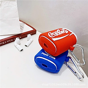 Cute Case Compatible for Apple AirPods 2/1 AirPods Case Cover 3D Slim Shockproof Silicone Shell Anti-Fall Cover for AirPods Charging Cartoon Case with Carabiner (AirPods 2/1, BlueCola)