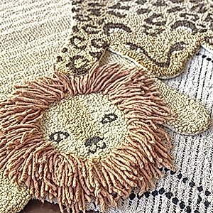 Crane Baby Safari Nursery and Toddler Room Décor, Wool Floor Rug for Boys and Girls, Lion Shape, 23" x 36"