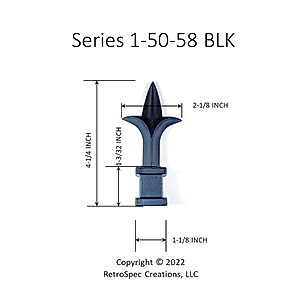 Retrospec Creations 100 Each for 5/8” Plastic Finial Tops for Iron Picket Fence Triad Spear – #50-58