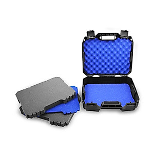 CASEMATIX 17 inch Mobile Podcast Station Travel Case Fits Mixers, Microphones, Laptops and Cables with Dual Customizable Foam Layers - Case Only with Blue Foam