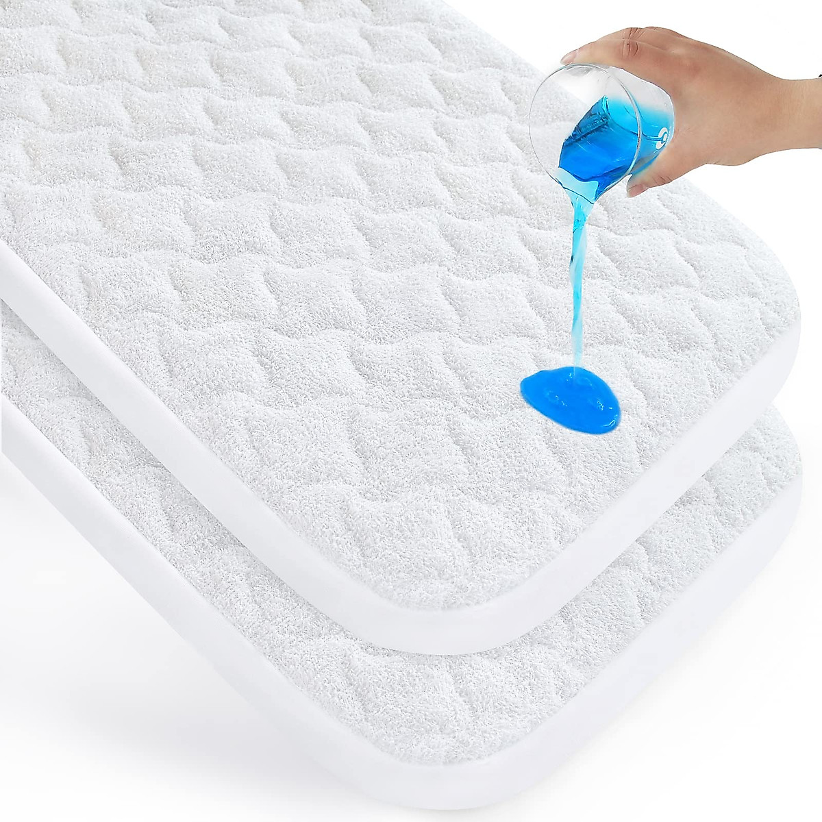 Baby Waterproof Bassinet Mattress Pad Cover and 100% Cotton Sheet(White), 20" x 33"