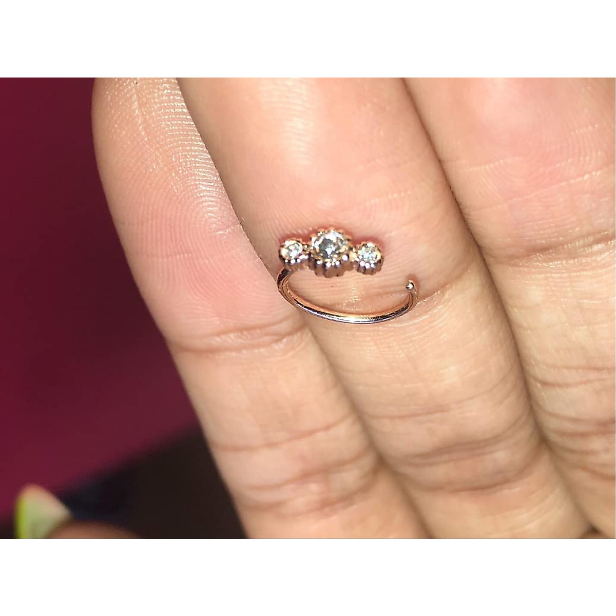 3 Round CZ Set Rose Gold IP Plated 316L Surgical Steel WildKlass Hoop Ring for Nose & Ear Cartilage (Clear)