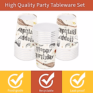AURORAPARTY 170pcs Birthday Party Supplies Party Paper Plates Napkins Cups Kids Boys Birthday Decorations Birthday Tablecloth Banner Disposable Forks Tableware Set for 24 Guests