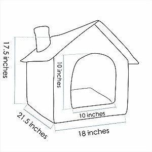 Ushang Pet Indoor Dog House for Small & Medium Dog, Red Brick Doggy Indoor House Dog Bed with Soft Pillow, Size M 21.5 x 18 x 17.5 inch