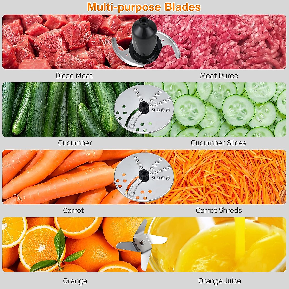 COSTWAY Food Processor & Blender, 500W Professional Food Chopper with 3 Blades, 3-Speed Adjustment, Dual Safety Lock Design, Large Capacity Bowls, for Crushing, Slicing, Shredding, Juicing