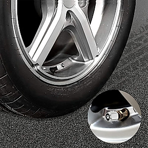 Pet Paw Print Tire Valve Stem Caps - (4 Pack) Metal Air Valve Caps with Plastic Seal, Corrosion Resistant, Leak-Proof, for Cars, Trucks, Motorcycles, Bikes, Silver with Cute Dog and Cat Paw Prints