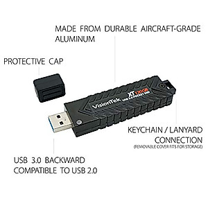 VisionTek XT 120 GB USB 3.0 Pocket SSD, Up to 445MB/s Read & 445 MB/s Write Speeds, Bootable Drive, TLC NAND, SMI Controller, Compatible with PS3/PS4 & Xbox One S/X (901238)