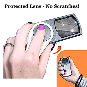 Premium Pocket Magnifying Glass with LED Light 3X; Small EasY Magnifier Hand Held Lighted Magnify Glasses for Reading Tiny Print, Menu, Pill Bottles; Mini Lens for Visually Impaired A Low Vision Aid