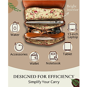 rofozzi Layla Large Backpack Purse for Women - 13-inch Laptop Backpack for Office - Top Handle 3-Compartment Everyday Fashion Backpack - Water-Resistant Easy to Care Vegan Leather Bag Pack