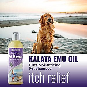 Kenic Kalaya Ultra Moisturizing & Restorative Emu Oil Pet Shampoo- Soap & Paraben Free- Made in USA- for Dogs and Cats