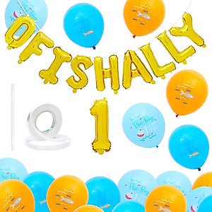 BLUE PANDA - The Big One Balloons for 1st Birthday Party, Ofishally 1 Decorations (61 Pieces)