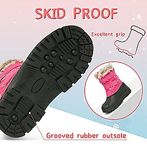 Kids Snow Boots Boys Girls Mid Calf Winter Boots Anti-Slip Outdoor Warm Boots With Fur Lined（/Little Kid/Big Kid）