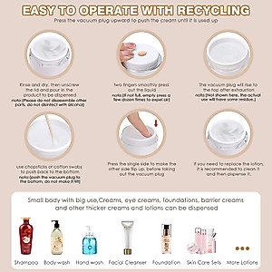 Airless Pump Jar, 2 Pieces Moisturizer Pump Dispenser, Refillable Cosmetic Jars Airless Pump Bottles, Leak-proof Empty Travel Size Cream Jar Vacuum Lotion Bottle Container (2 Pack)