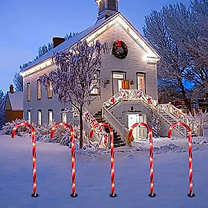 Christmas Candy Cane Lights,Christmas Candy Cane Lights， Christmas Yard Decorations， LED Home Garden Ground Plug Crutch New Year Christmas Decor