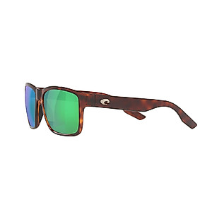 Costa Del Mar Mens Paunch Square Sunglasses, Tortoise/Polarized Green Mirrored 580P, 57 mm