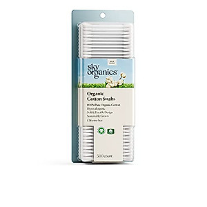 Sky Organics Organnic Cotton Swabs for Sensitive Skin, 100% Pure GOTS Certified Organic for Beauty & Personal Care, 500 ct.