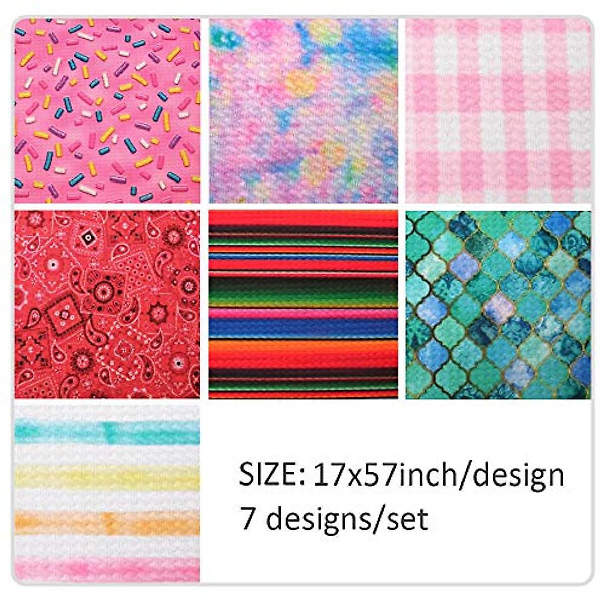 David accessories 7Pcs Mixed Style Bullet Liverpool Textured Fabric Set 4 Way Stretch Spandex Knitting Fabric by Half Yard for Head Wrap Hair Bows Making (Set)