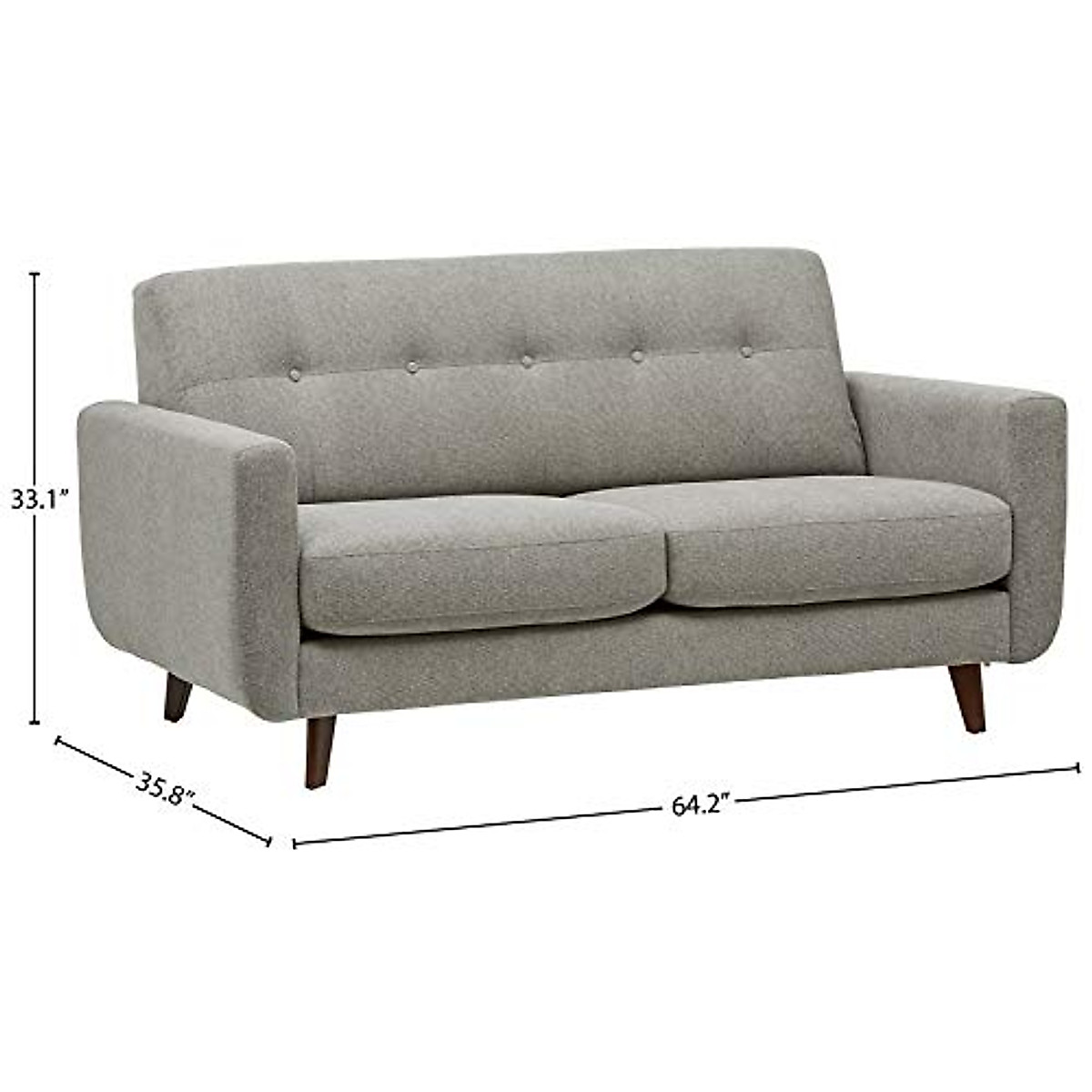 Amazon Brand – Rivet Sloane Mid-Century Modern Loveseat Sofa, 64.2"W, Pebble Grey
