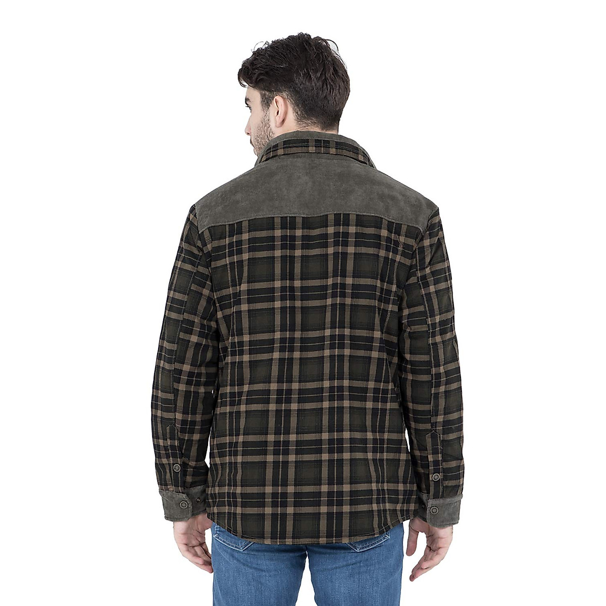 NEWHALL Men's Plaid Long sleeve flannel lined Buttoned Shirt, Winter Windproof and Warm Jacket S Dark Green