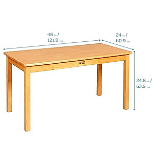 ECR4Kids 24in x 48in Rectangular Hardwood Table with 24in Legs and Four 14in Chairs, Kids Furniture, Honey