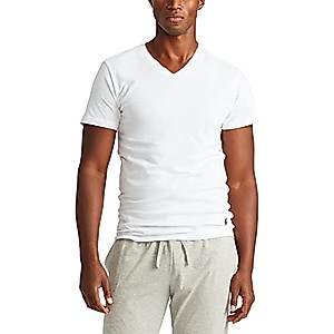 POLO RALPH LAUREN Underwear Men's 3 Pack Slim Fit V Neck Tees, White, L