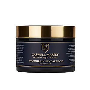 Caswell-Massey Heritage Woodgrain Sandalwood Shave Cream, Natural Men’s Shaving Cream for Smooth Beard Shaving, Soothing for Sensitive Skin, USA Made, 8 Fl Oz