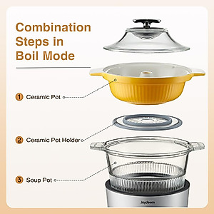 Joydeem Electric Glass Steam Cooker, Ceramic Tagine Pot for Soup, Hot Pot, Seafood, Multi-use Chinese Stew Pot, JD-ZQG9099