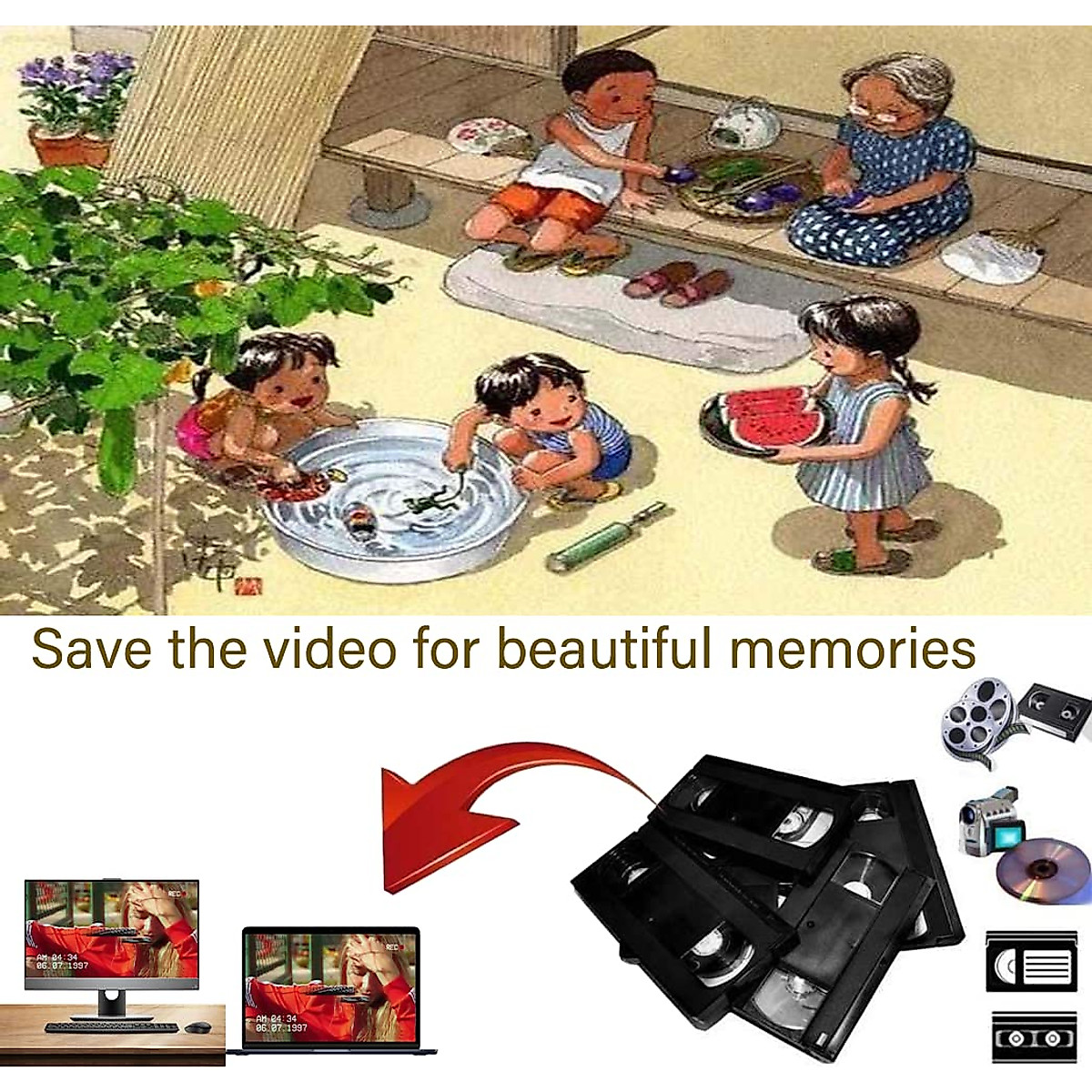 Top-Longer Type C Video Grabber Cassette/Tape Converter/VHS to Digital Converter for VHS to DVD Cassette with Windows 11/10 and Mac OS X Ventura 13.0.1-Updated Version