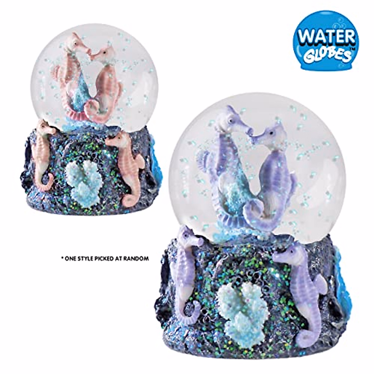 Waterglobe Seahorses from Deluxebase. Seahorse Snow Globe with Resin Figurine and Moulded Base. Great Home Globe Decor,Ornaments and Gifts.